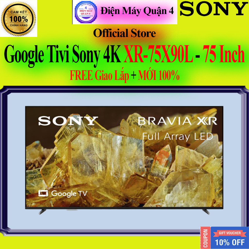 Google Tivi Sony 4K 75 inch XR-75X90L / 75X90L - Hàng chính hãng | Shopee Việt Nam