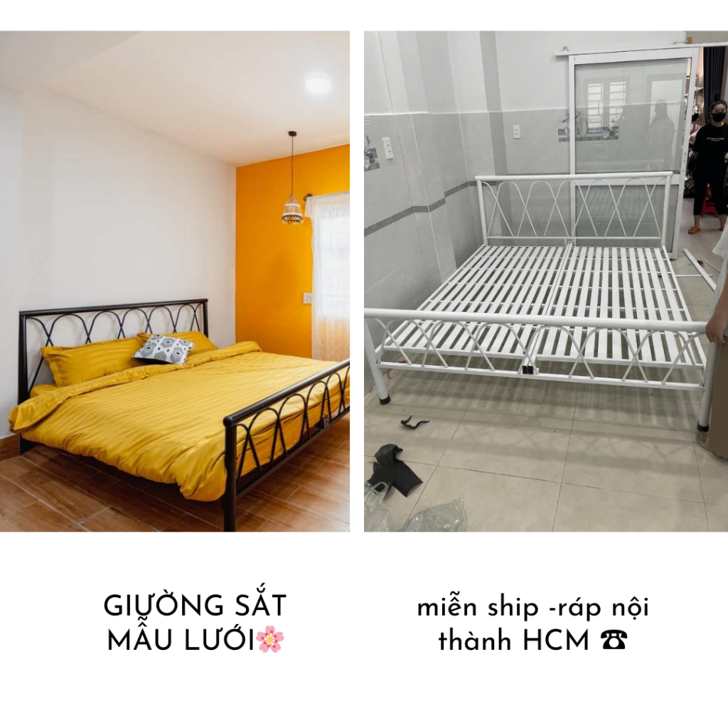 [MIỄN SHIP RÁP] giường sắt kiểu lưới - bền đẹp - đủ size 1m2=>1m8 giá ...