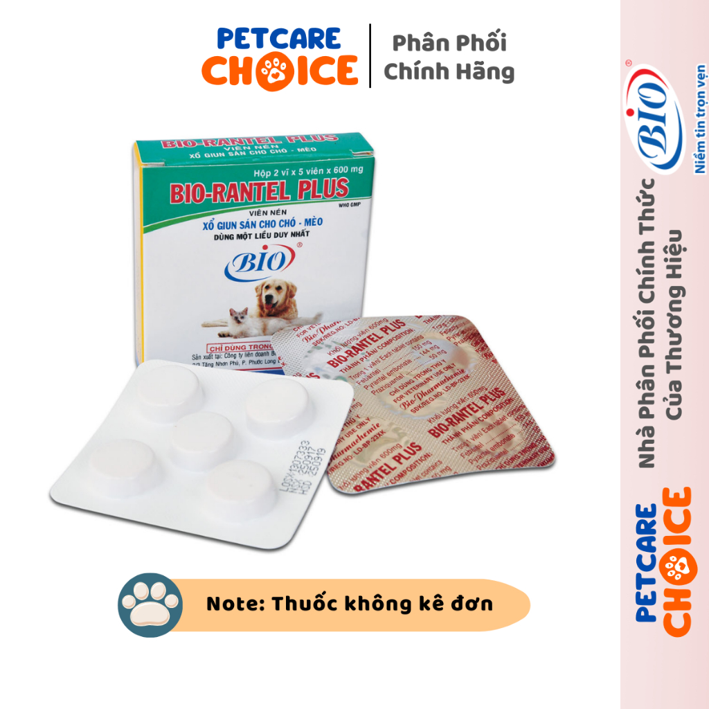 BIO Rantel Plus - Viên Tẩy Giun Sán Cho Chó Mèo - 1 Hộp 10 Viên ...