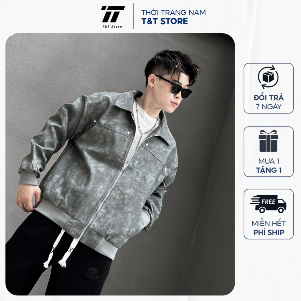 Áo khoác da lộn TT Store, Áo khoác nam bomber gió lót vải hai lớp dày ...