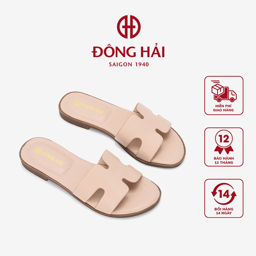 Dép Da Nữ Đông Hải Quai Ngang Basic Chữ H Đế Bệt - D7723 | Shopee Việt Nam