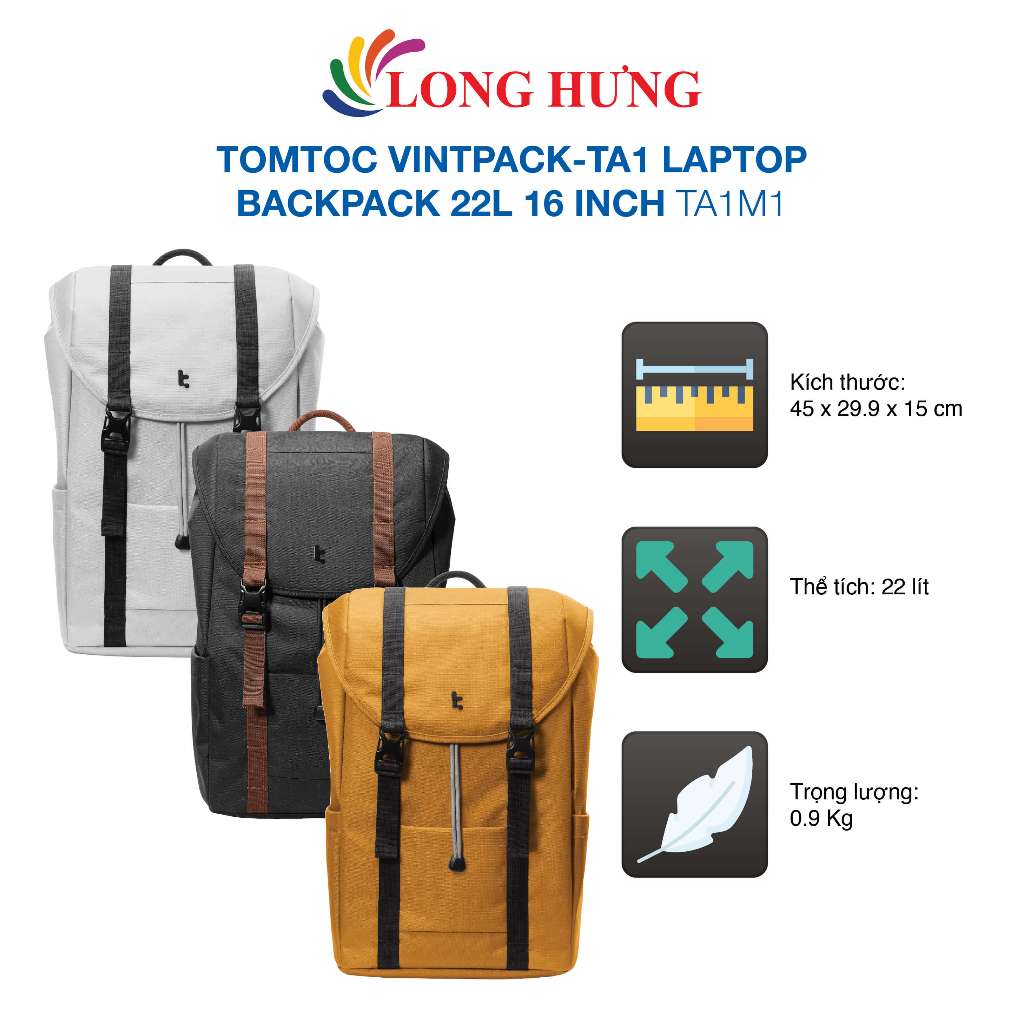 Ba lô Tomtoc VintPack-TA1 Laptop Backpack 22L 16 inch TA1M1 - Hàng ...