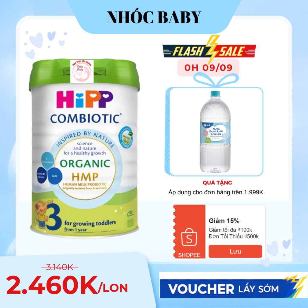 Combo 4 Lon Sữa HiPP 3 Organic Combiotic 800g sữa bột công thức hỗ trợ tiêu hóa và tăng chiều ...