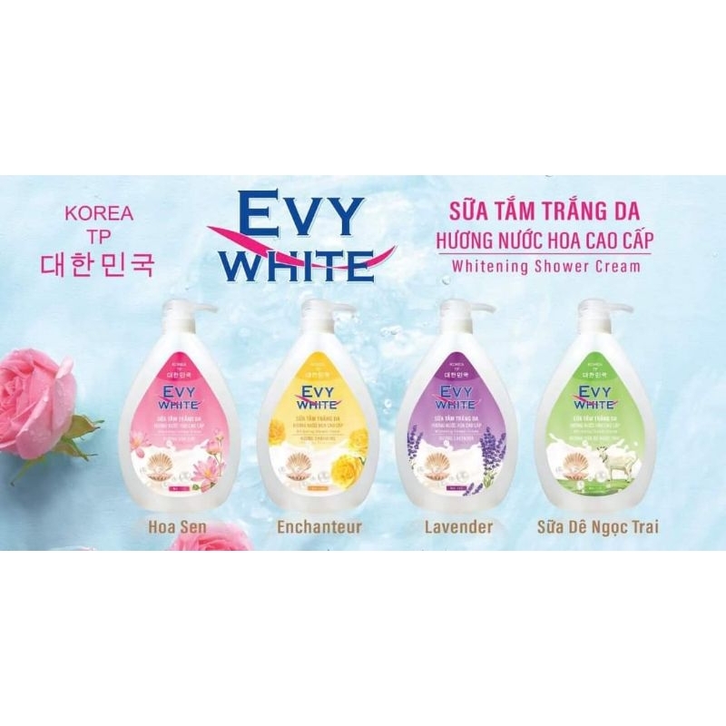 Sữa tắm EVY WHITE Hương nước hoa Chai 1000ml | Shopee Việt Nam