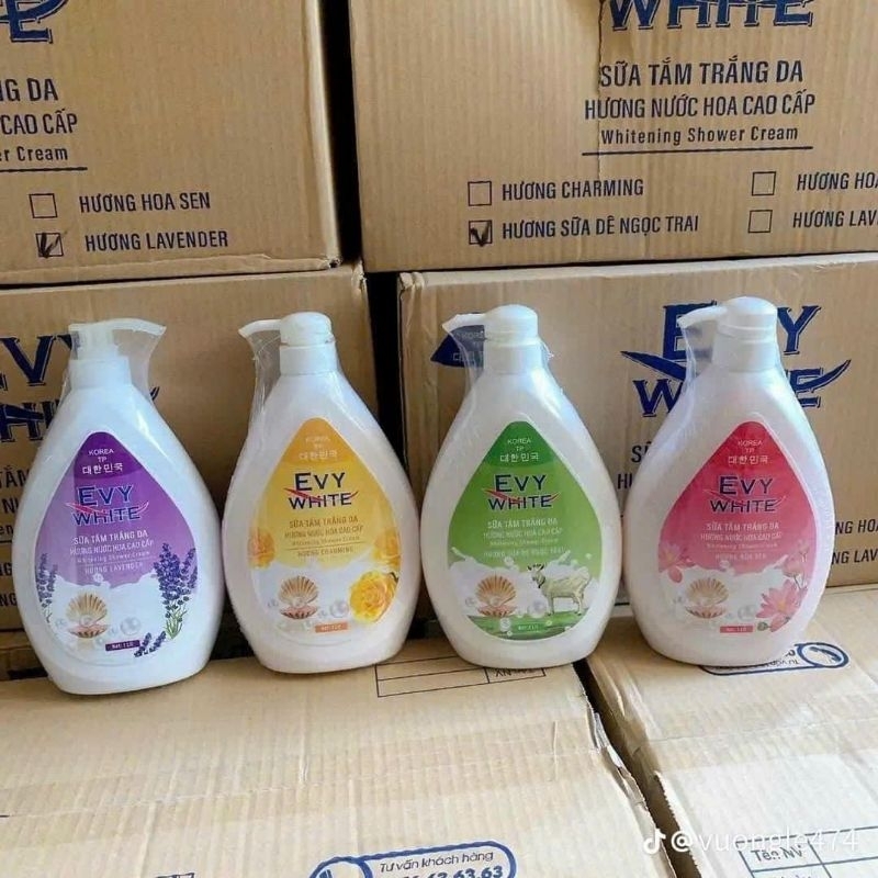 Sữa tắm EVY WHITE Hương nước hoa Chai 1000ml | Shopee Việt Nam
