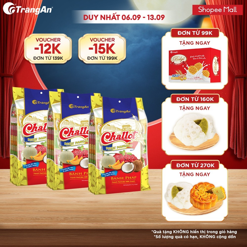 [GIẢM ĐẾN 45%] Combo 3 Bánh Pháp Challot túi 275g vị hỗn hợp - Tràng An ...