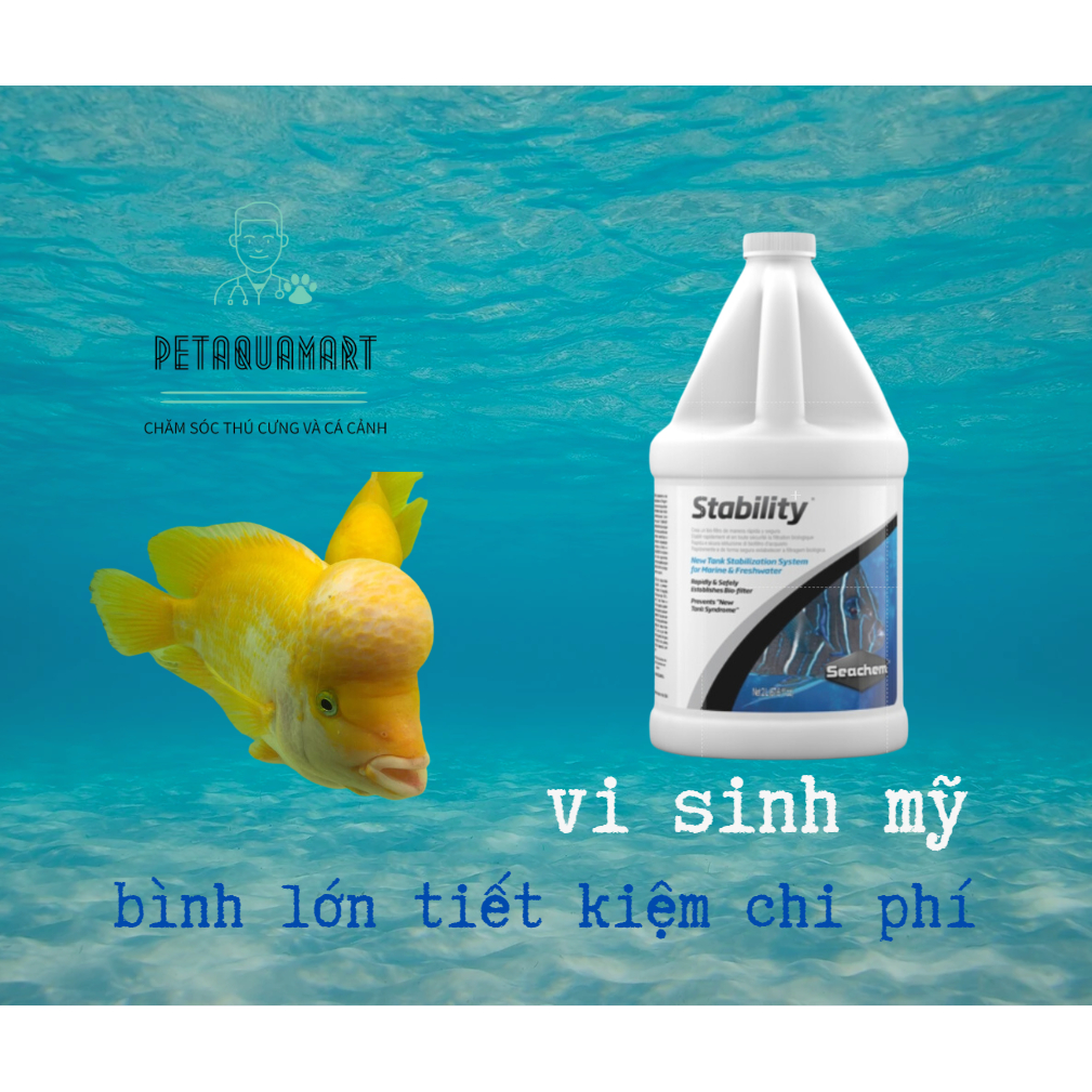 Vi sinh nước Seachem Stability 1L-2L 4L xử lý và làm trong nước bể cá tép thủy sinh có tem ...
