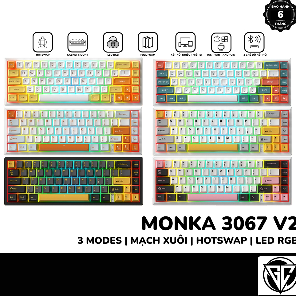 MONKA 3067 - Bàn phím cơ MONKA 3067 Không Dây | Gasket Mount- Fullfoam ...