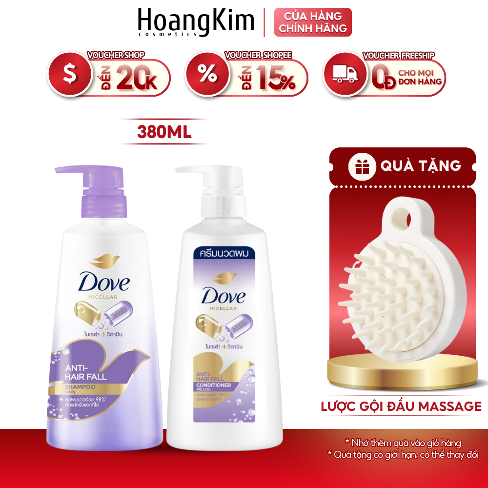 Dầu gội Dove ANTI-HAIR FALL ngăn ngừa rụng tóc nuôi dưỡng tóc khỏe chống hư tổn chẻ ngọn 380ml ...