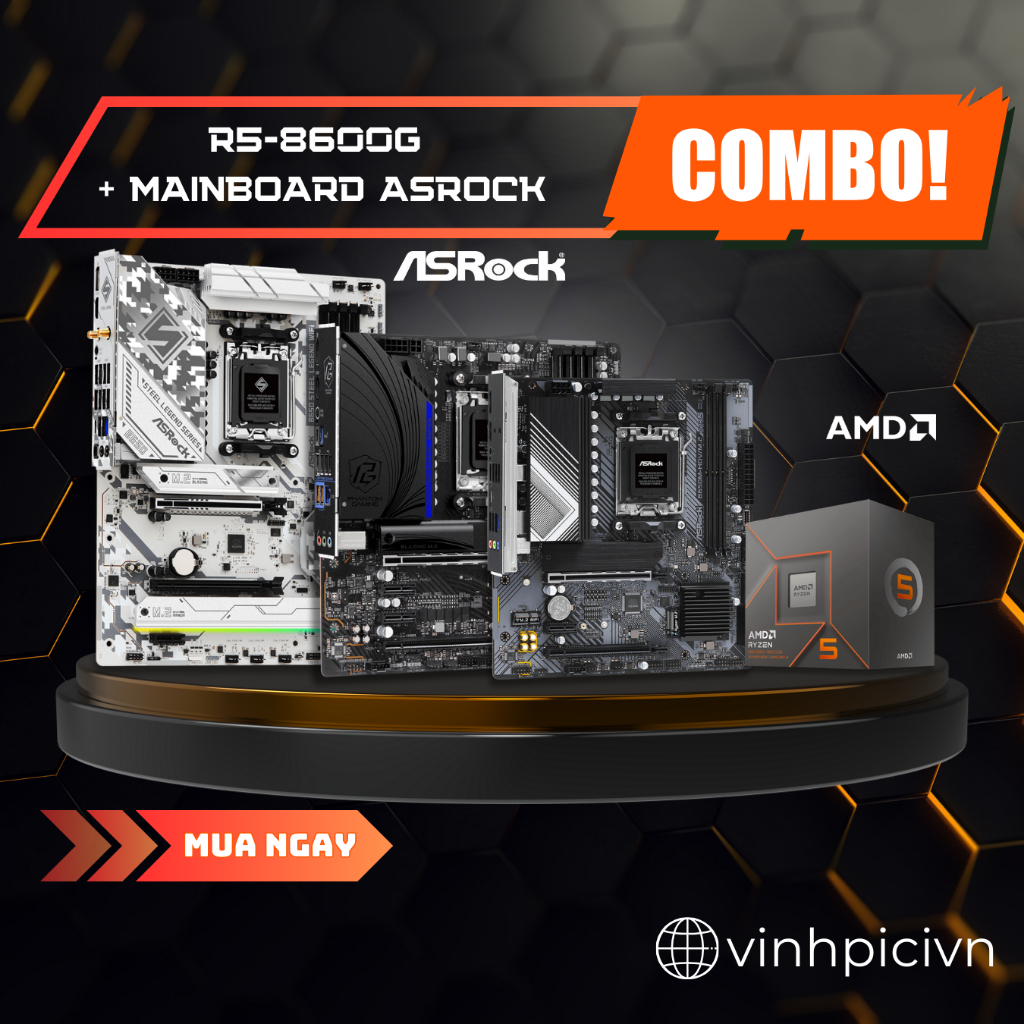 Combo AMD CPU Ryzen 5 8600G + Mainboard Asrock AM5 | Shopee Việt Nam