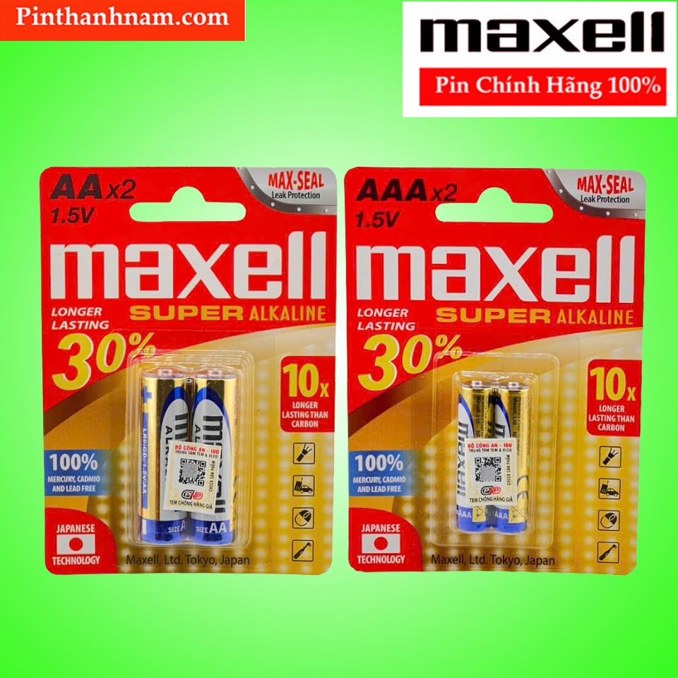 Pin AA , Pin AAA Maxell SUPER ALKALINE Vỉ 2 Viên Cao Cấp Dung Lượng Cao - Hàng Chính Hãng ...