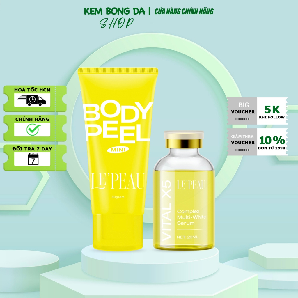[Combo] Kem Peel Body Retinol Vàng LE'PEAU 30gr + Serum Vàng Vital X5 ...