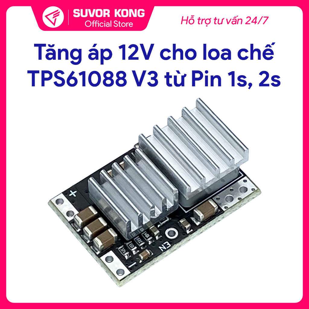 Mạch tăng áp TPS61088 V3 từ Pin 1s/2s lên 12V cho loa chế, cấp nguồn ...