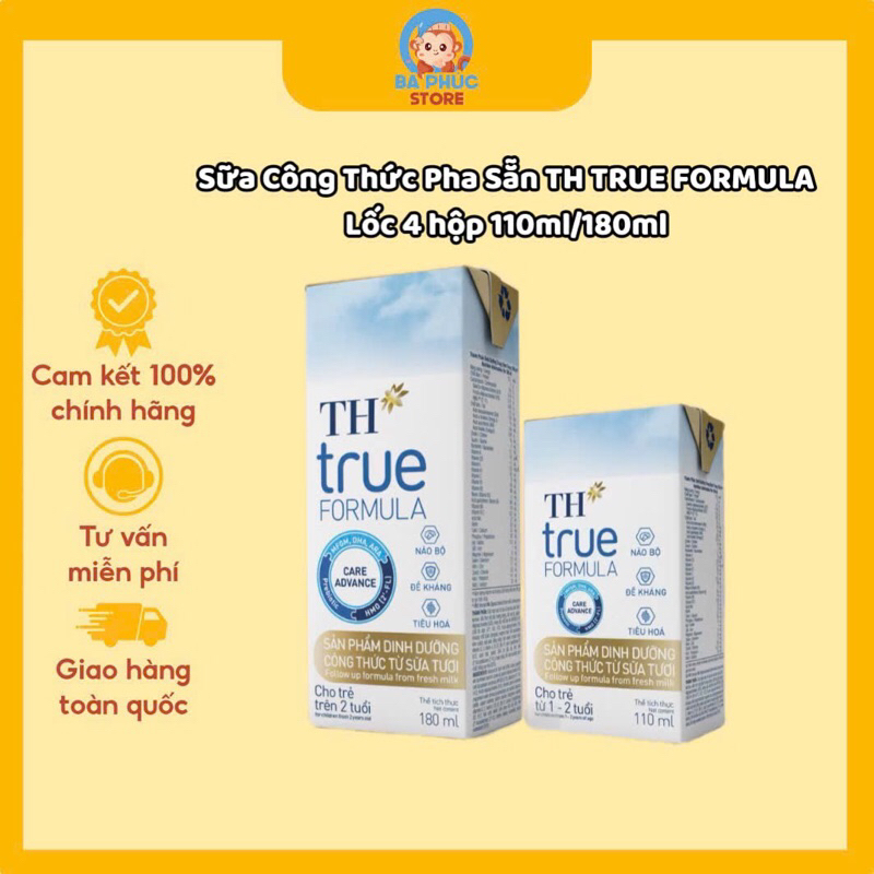 Lốc 4 hộp 110ml/180ml sữa công thức pha sẵn TH TRUE FORMULA | Shopee Việt Nam
