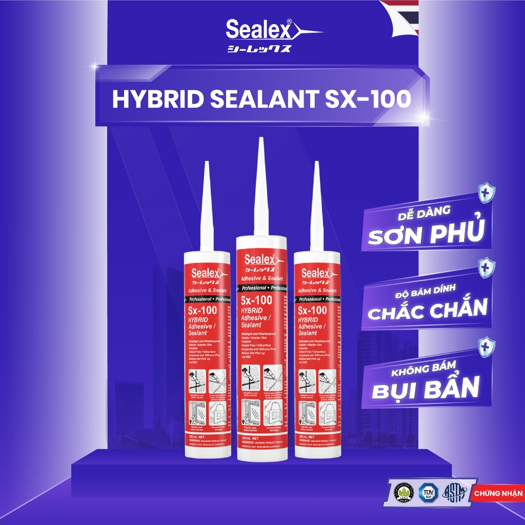 Keo dán silicon Sealex SX-100 Hybrid Sealant chống nước chịu nhiệt hiệu suất cao chai 300ml ...