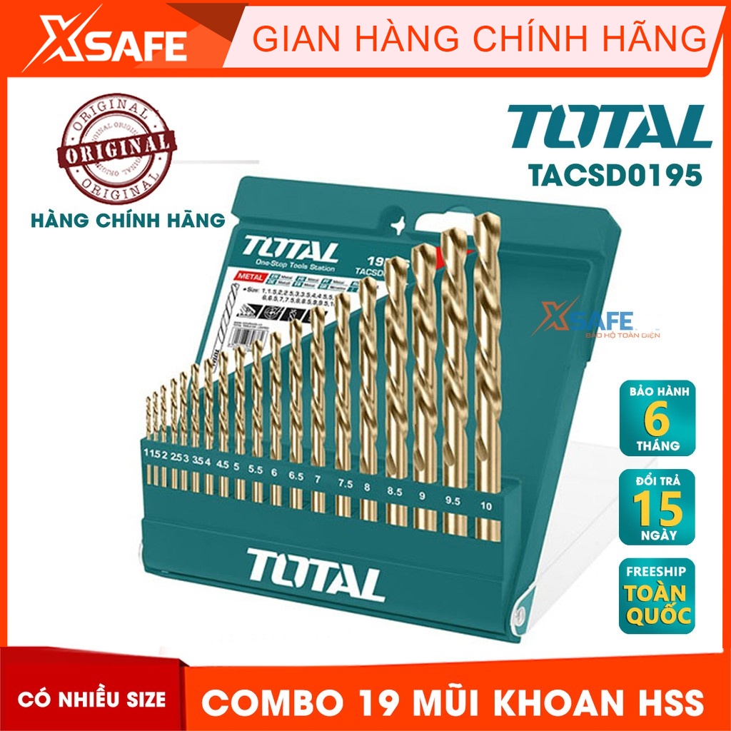 Combo 19 mũi khoan HSS TACSD0195 nhiều size hãng TOTAL chất liệu của ...
