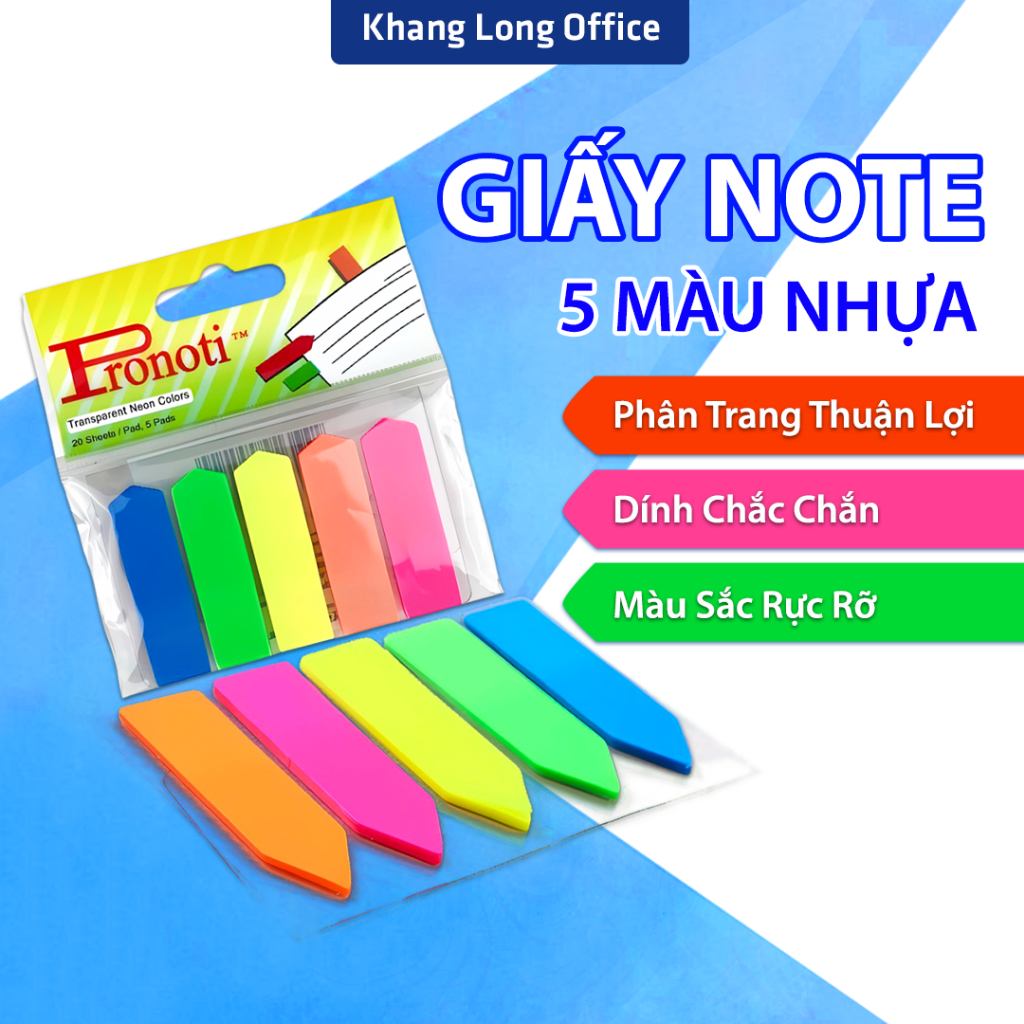 Giấy Note 5 Màu Nhựa Pronoti, Giấy Đánh Dấu Trang, Ghi Chú Thông Tin Dễ ...