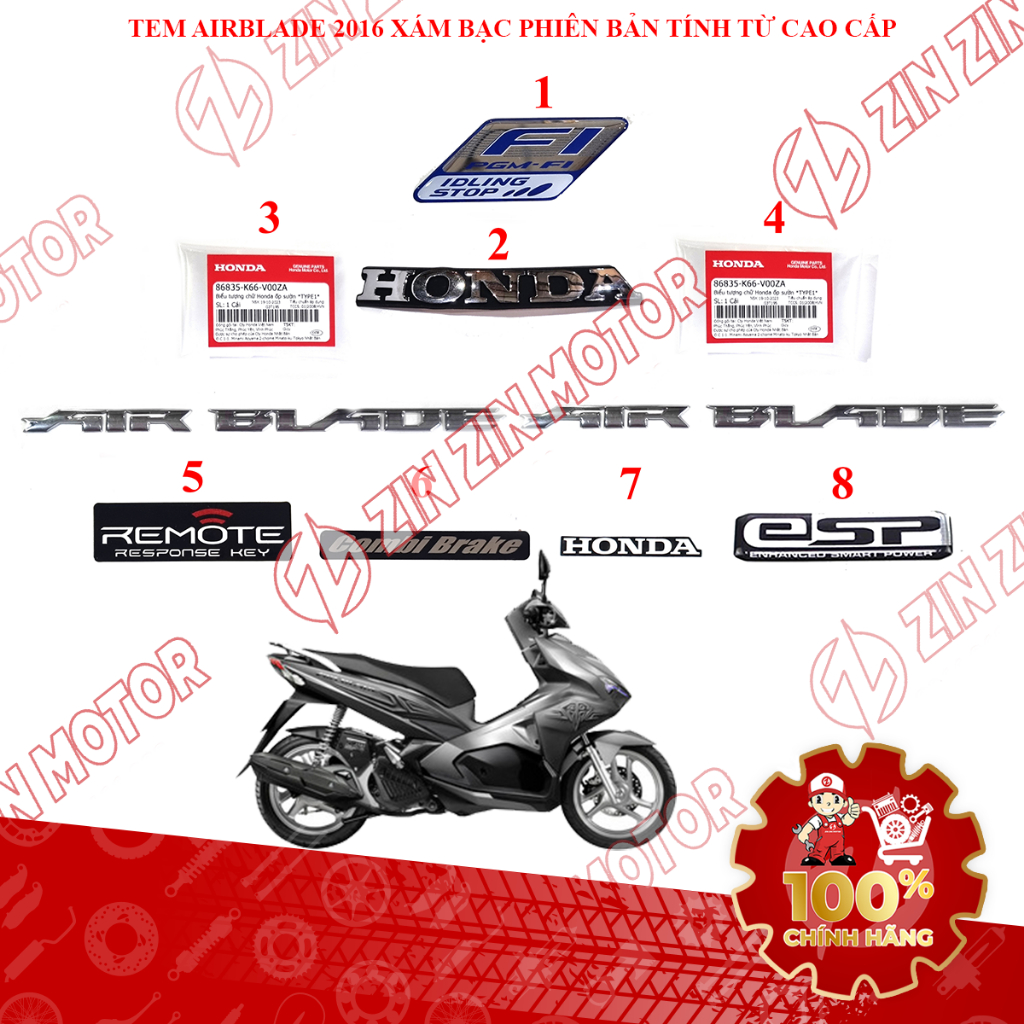 Tem AB 2016, Tem Rời Xe Air Blade 2016 Xám Bạc Phiên Bản Sơn Từ Tính ...