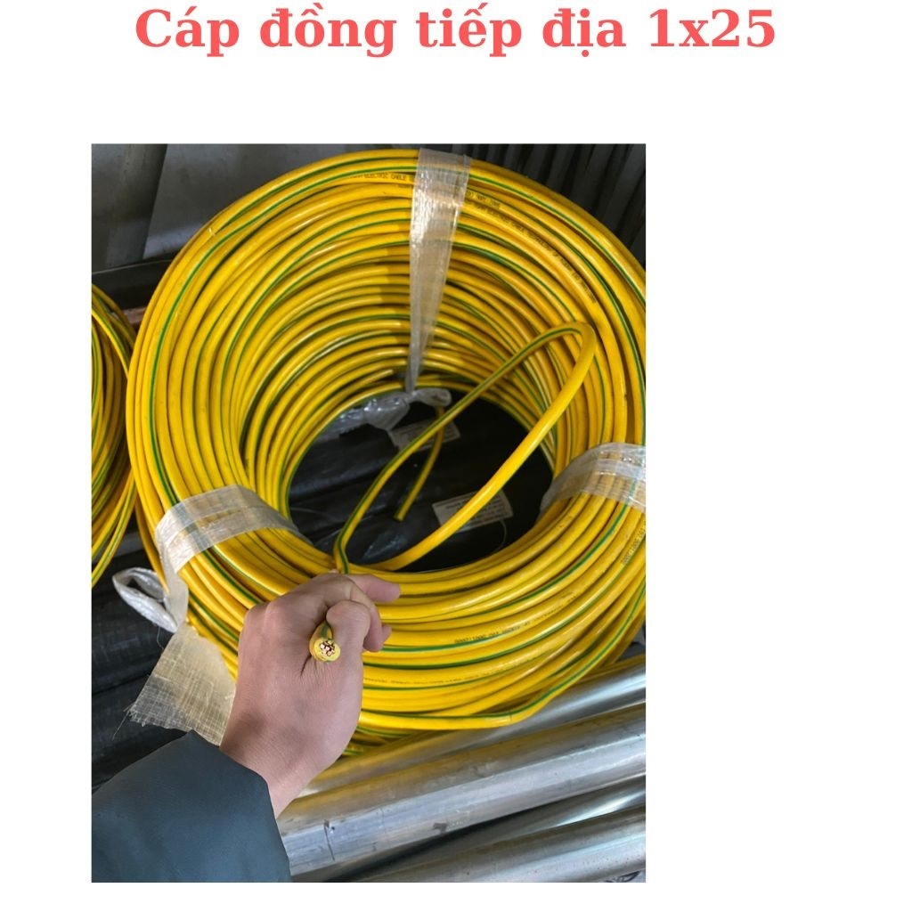 Cáp đồng tiếp địa 1x25, Cáp đồng 25mm2, Cáp dẫn sét M25,Cáp bọc nhựa ...
