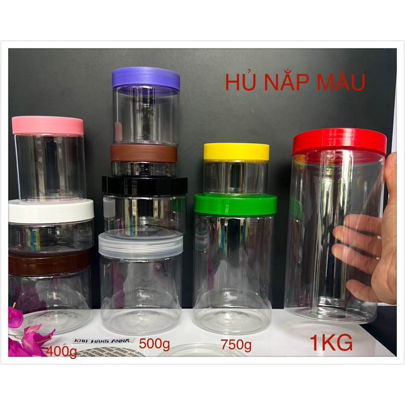 HỦ NHỰA đủ màu 1 kí / NỬA KÍ - HỘP NHỰA PET LỚN đựng thực phẩm 750g 500g 400g 300g 250g 200g ...