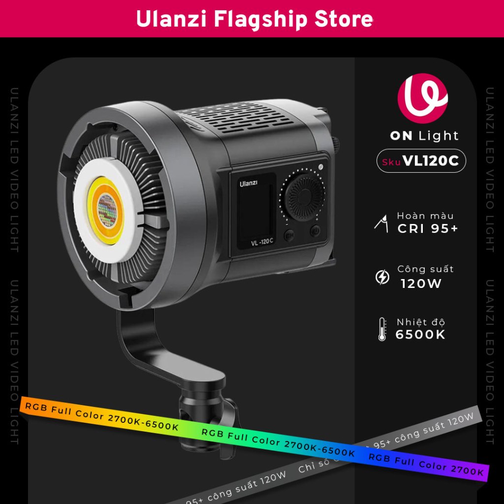 Ulanzi VL120C Đèn led RGB Cob công suất 120W hỗ trợ App kết nối không ...