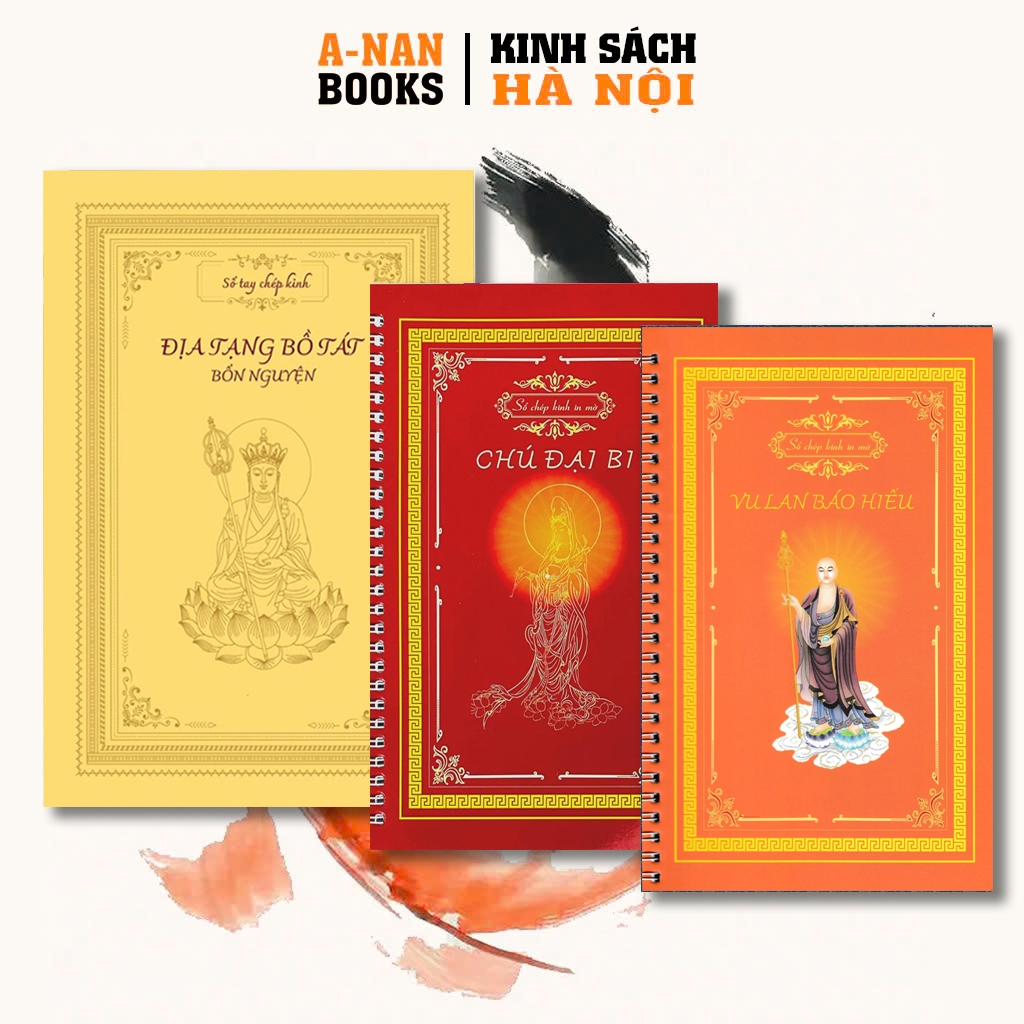 Combo 3 Vở chép kinh, Sổ chép kinh in mờ cao cấp Kinh Địa Tạng, Chú Đại ...