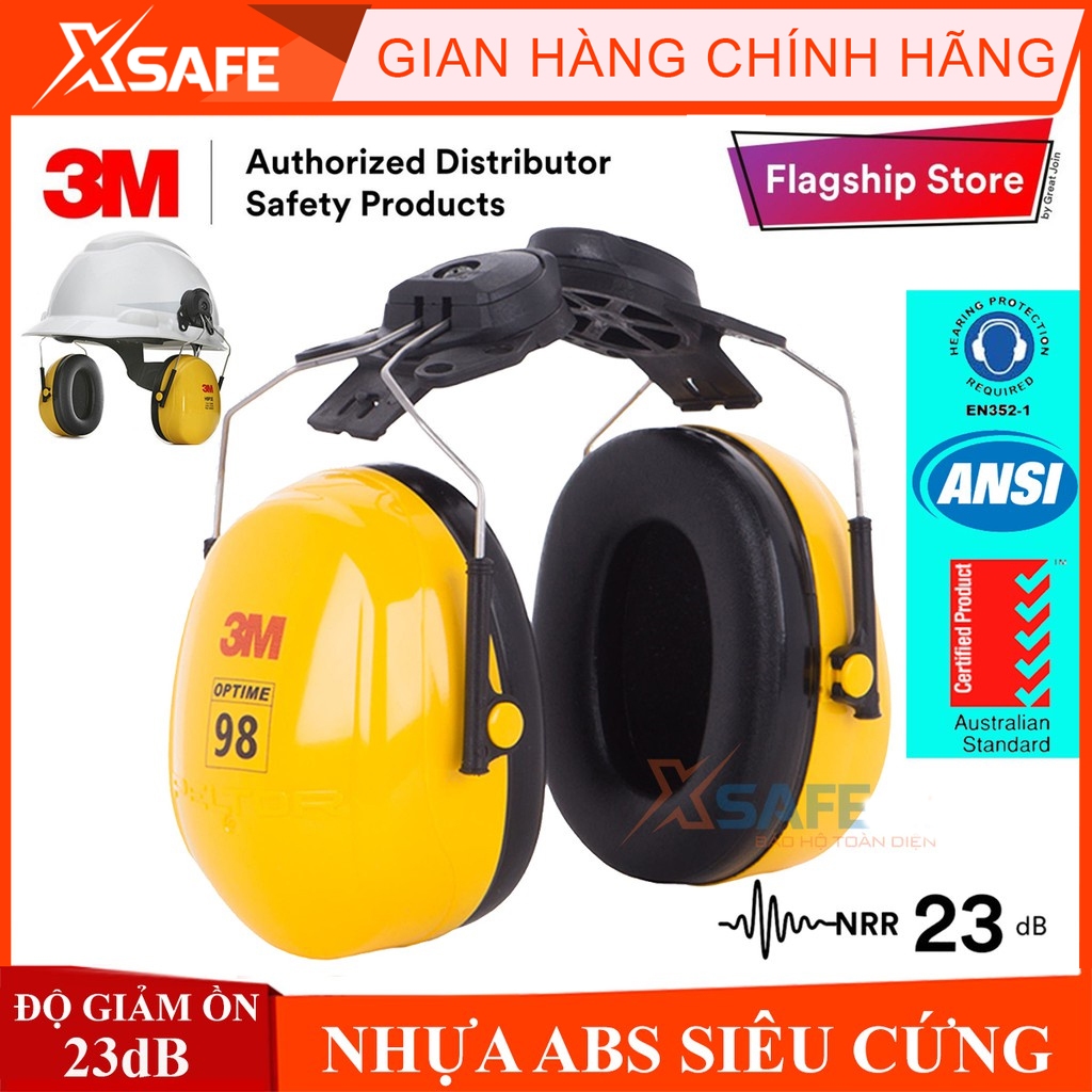 Chụp tai chống ồn 3M H9P3E - Độ giảm ồn 23dB, chụp tai bảo vệ tai gắn ...
