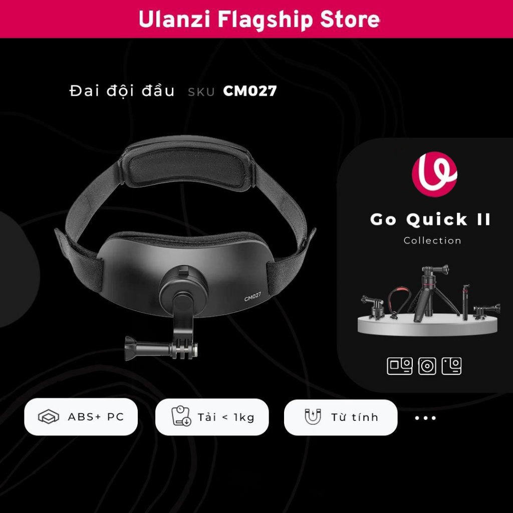 Ulanzi CM027 Đai đội đầu gắn action camera và điện thoại hỗ trợ quay POV tiện lợi | Shopee Việt Nam