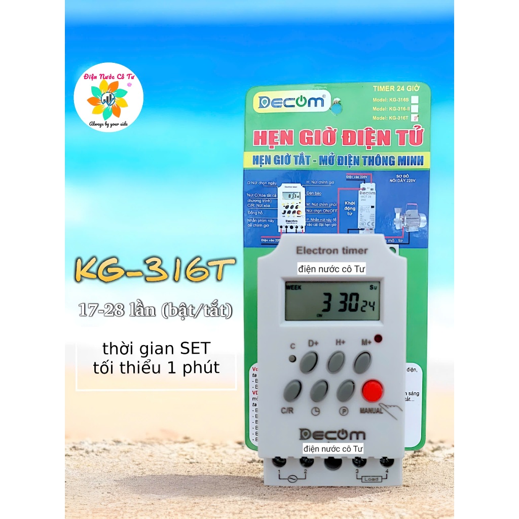 Timer hẹn giờ điện tử tắt bật tự động chính hãng DECOM 17 lần on/off ...