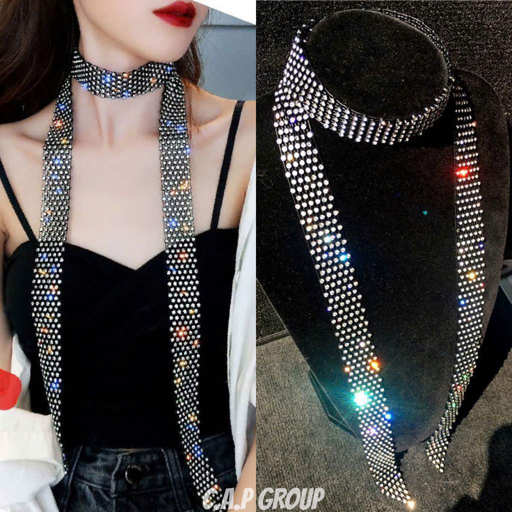 Cavat đính đá kim cương nhân tạo Vòng đeo cổ dây quàng Hàn Quốc có thể ...