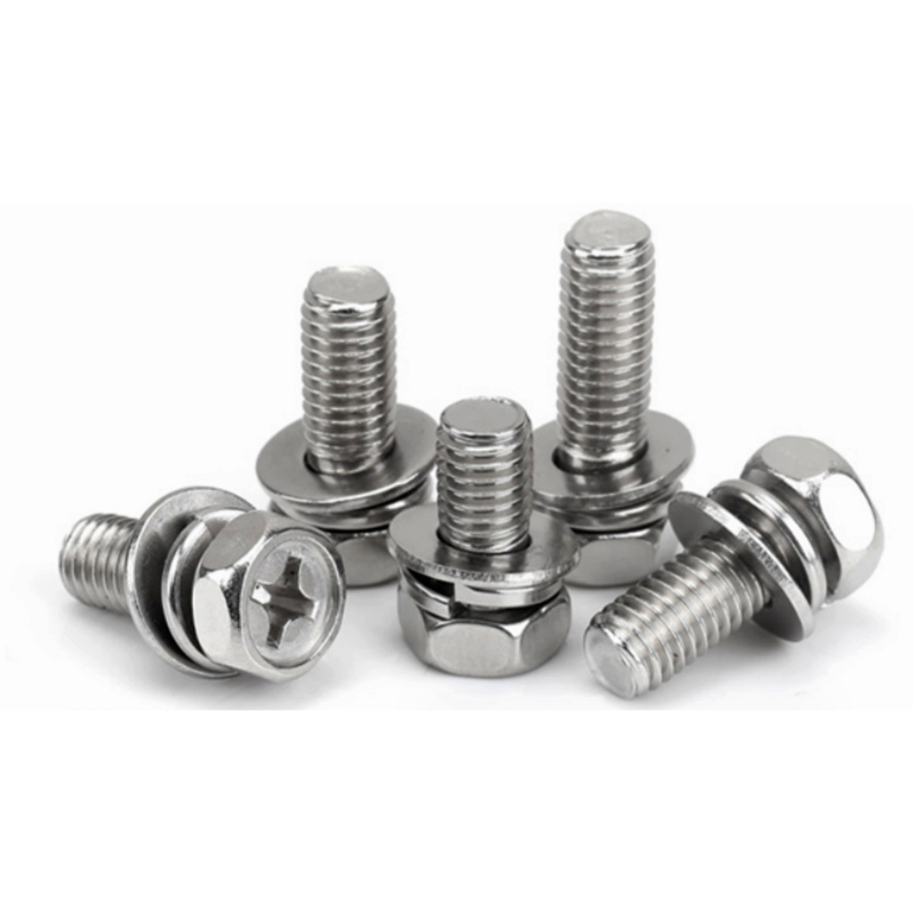 BULONG LIỀN PHẲNG VÊNH _ BULONG LỤC GIÁC 3 TỔ HỢP_INOX 304 _M3 , M4 , M5 , M6 ,M8_BỊCH 10 CON ...