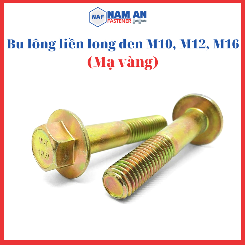 20 con Bu lông liền long đen phẳng M10, M12, M16 mạ vàng, bulong liền ...