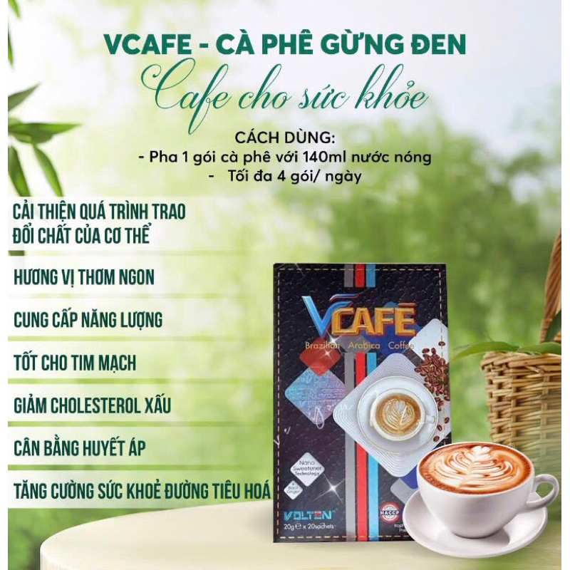 Cà phê hòa tan Vcafe Arabica Với Chiết Xuất Gừng Đen NGUYÊN BẢN+Vỏ Măng ...