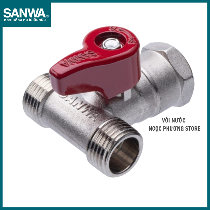 [SANWA THÁI LAN] Van khóa, van bi SANWA 3 đường nước, 2 ren ngoài 1 ren trong 1/2"(Phi 21mm ...