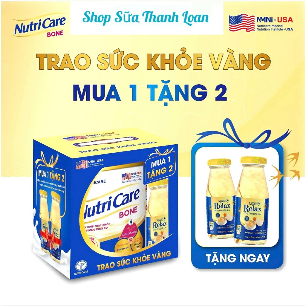 [HSD T12-2026] HỘP QUÀ Sữa Bột Nutricare Bone 850g + 2 CHAI YẾN RELAX 185ML. | Shopee Việt Nam