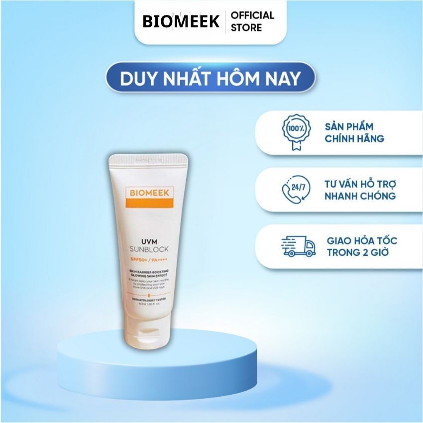 Kem chống nắng BIOMEEK huyết tế bào UVM SUNBLOCK che khuyết điểm nâng tone SPF 50+ 40ml | Shopee ...