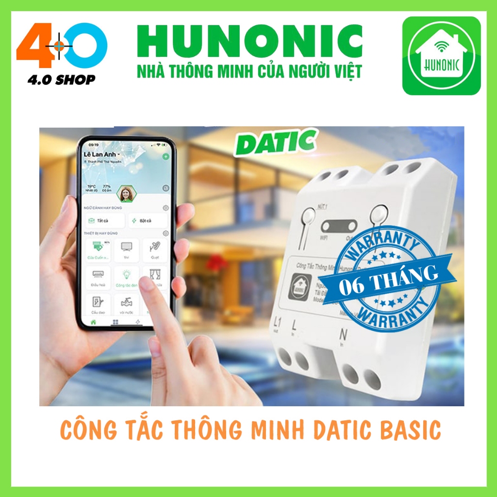 Công tắc HUNONIC DATIC BASIC thông minh khiển thiết bị điện từ xa qua ...