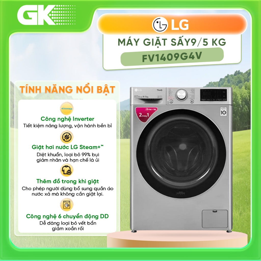FV1409G4V - Máy Giặt Sấy LG Inverter 9 Kg/5Kg FV1409G4V - Bảo Hành Chính Hãng - Giao Hàng Toàn ...