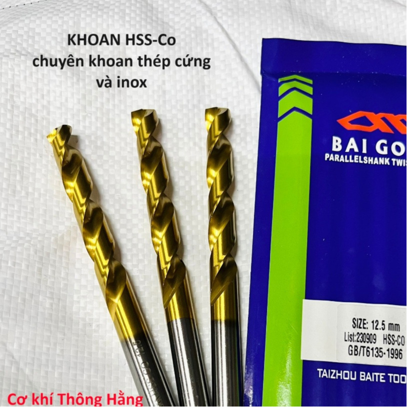 Mũi khoan phi 6- 6.1- 6.2- 6.3mm đến phi 10mm HSS-Co hãng Bagong, chuyên khoan inox thép cứng ...