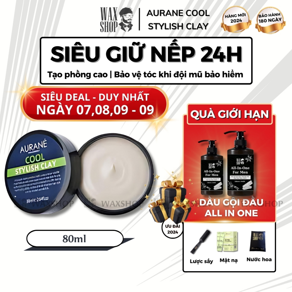 Sáp Vuốt Tóc Nam Aurane Cool Stylish Clay Chính Hãng - Bảo Hành 180 ...