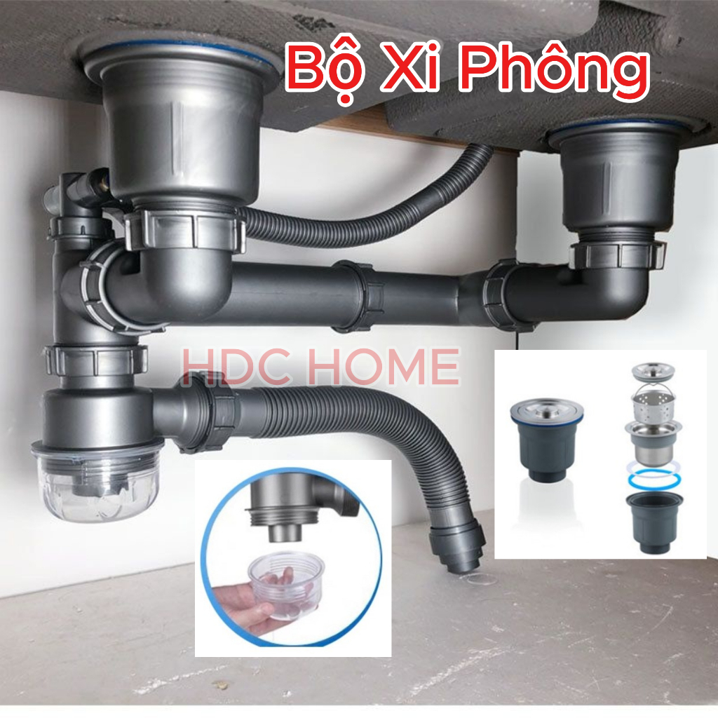 Bộ Xiphong Thoát Nước Ngăn Mùi Chống Tắc Nghẽn Bồn Rửa Bát, Tiết Kiệm ...