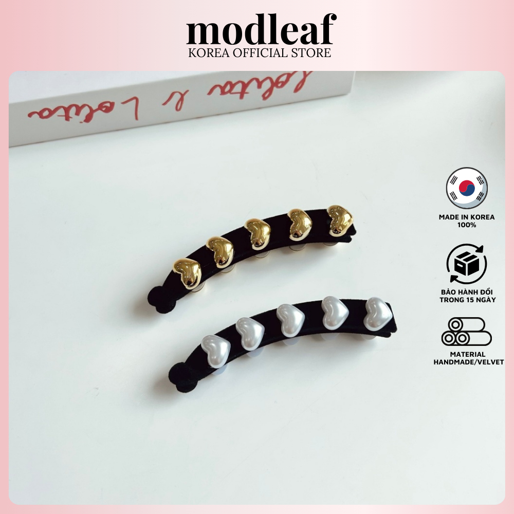 Kẹp Tóc Dáng Dọc Vải Nhung đính Hạt Sang Trọng Modleaf Velvet Love