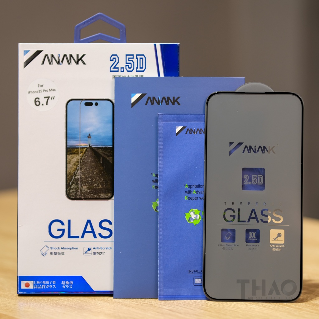 Cường lực ANANK trong suốt 2.5D full màn hình dành cho iP, bảo vệ màn hình khỏi va đập và trầy ...