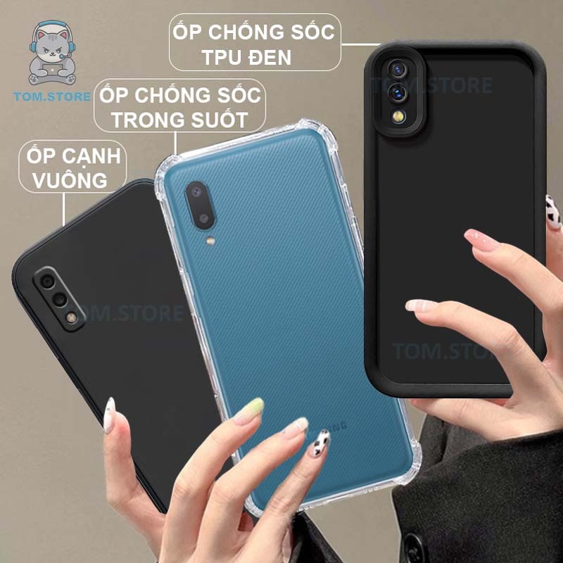 Ốp lưng Samsung A01 / A02 / A10 / M10 chống sốc đen,kem,TPU viền vuông,chống sốc trong suốt ...
