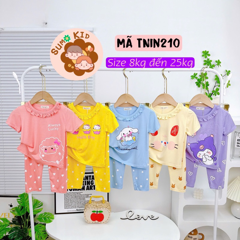 [Size 8kg đến 25kg] Bộ Tay Ngắn Quần Dài Thun Lạnh Cho Bé Gái mã TNin210 | Shopee Việt Nam