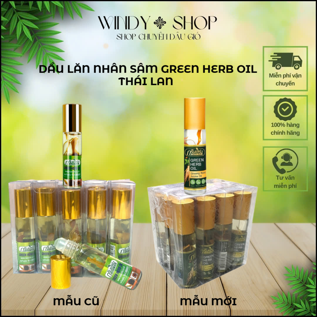DẦU GIÓ {LỐC 12 CHAI} DẦU NHÂN SÂM Green Herb Oil THÁI LAN CHAI 8ML ...