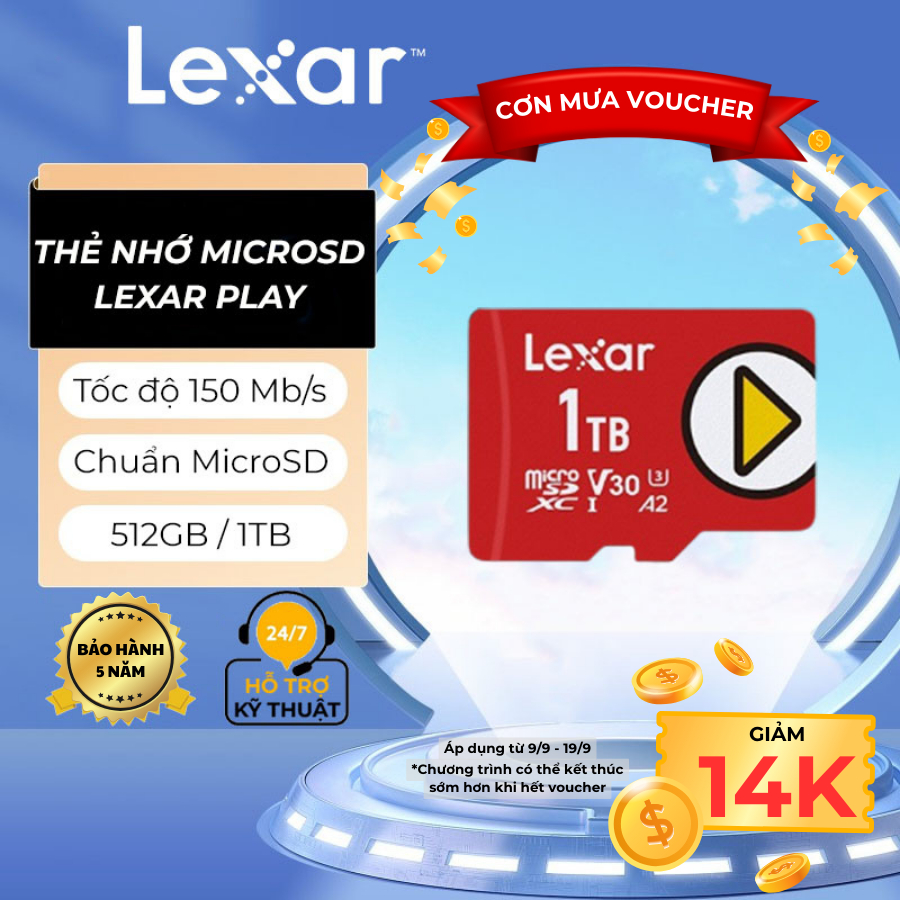 Thẻ nhớ 512GB/ 1TB Lexar PLAY microSDXC, tốc độ 150Mb/s, tương thích máy chơi game Nintendo ...