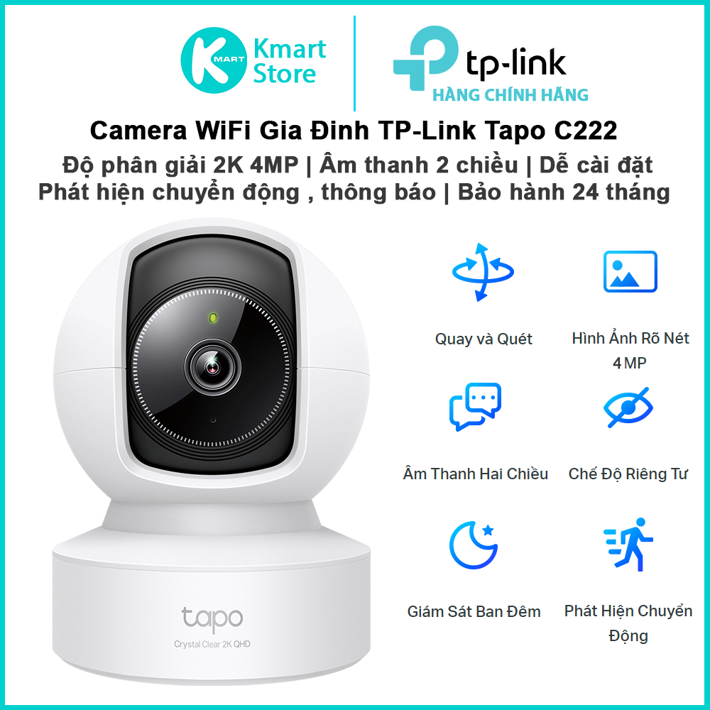 Camera WIFI An Ninh TP-Link Tapo C222 | 2K QHD 4MP | Đàm thoại 2 chiều | Phát hiện em bé khóc ...