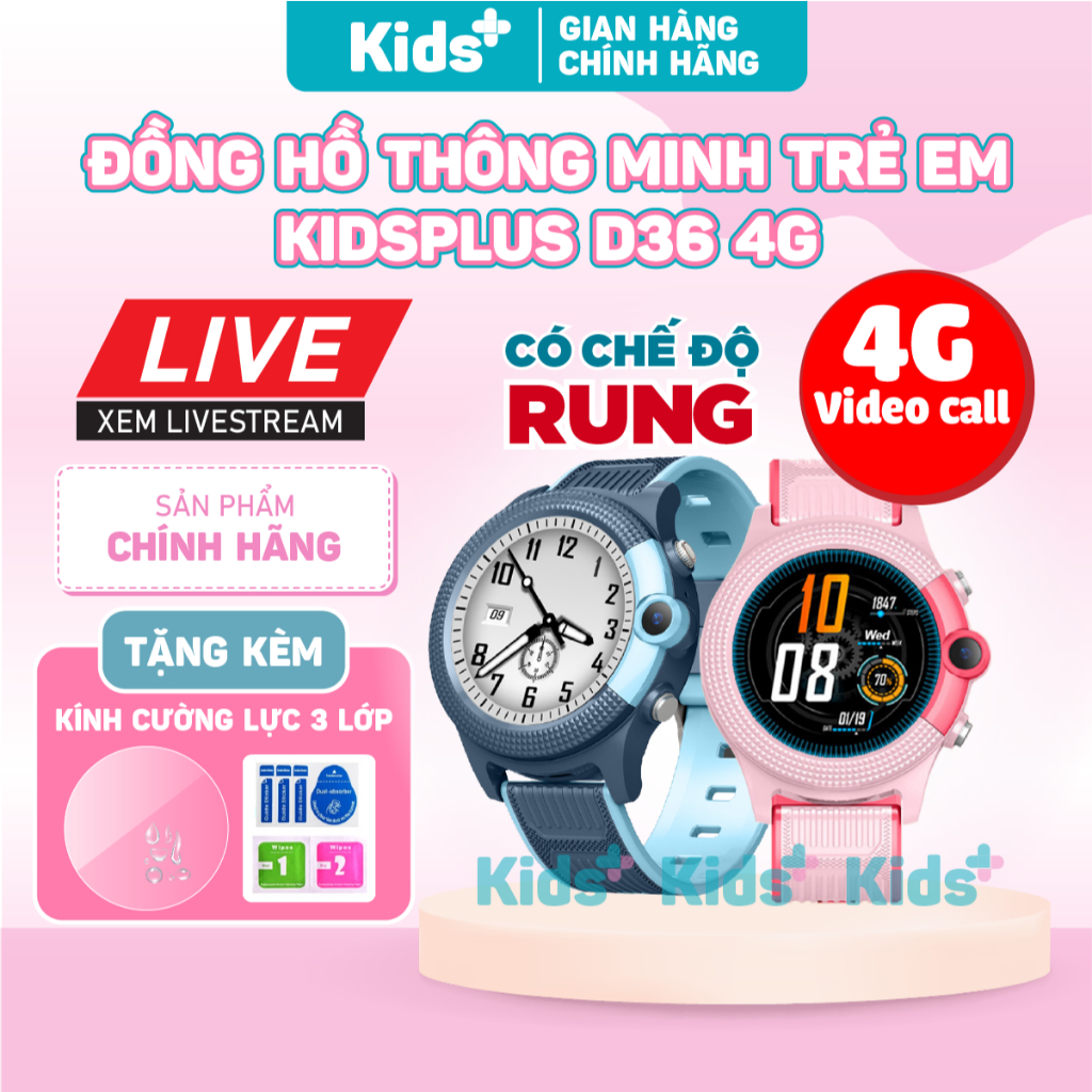 [ CÓ CHẾ ĐỘ RUNG ] Đồng hồ thông minh trẻ em KidsPlus D36 4G nghe gọi ...