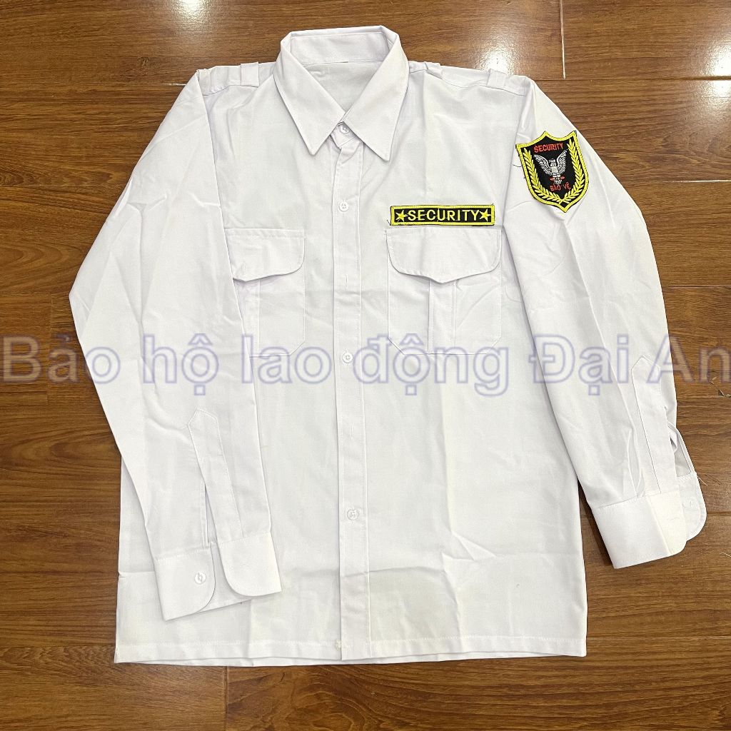 Áo đồng phục bảo vệ màu trắng dài tay Kate ford logo tay | Shopee Việt Nam